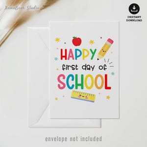 Happy First Day of School Card, Printable Back to School Greeting Card ...