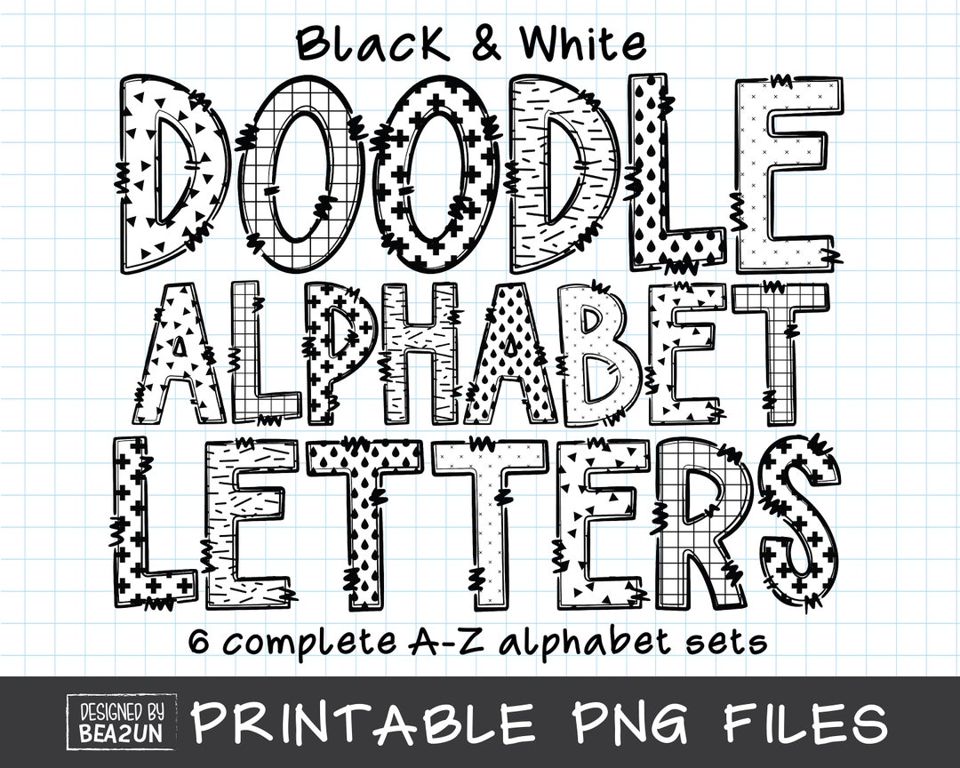 Black and White Abstract Alphabet PNG, Alphabet Sublimation, Alphabet ...