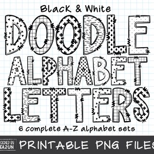 Black and White Abstract Alphabet PNG, Alphabet Sublimation, Alphabet ...