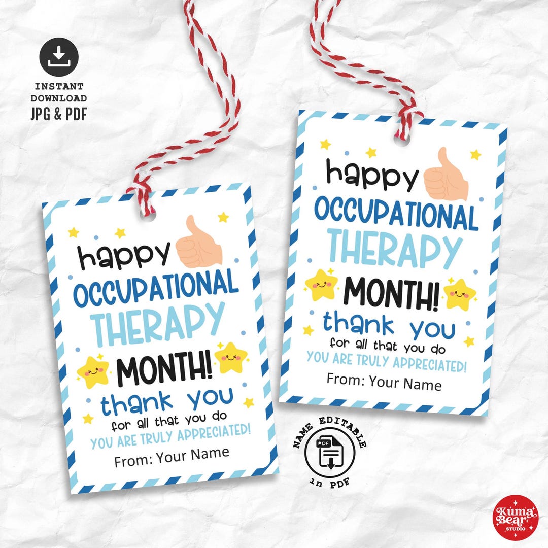 Occupational Therapy Month Tags Printable, OT Month Gift Tags ...