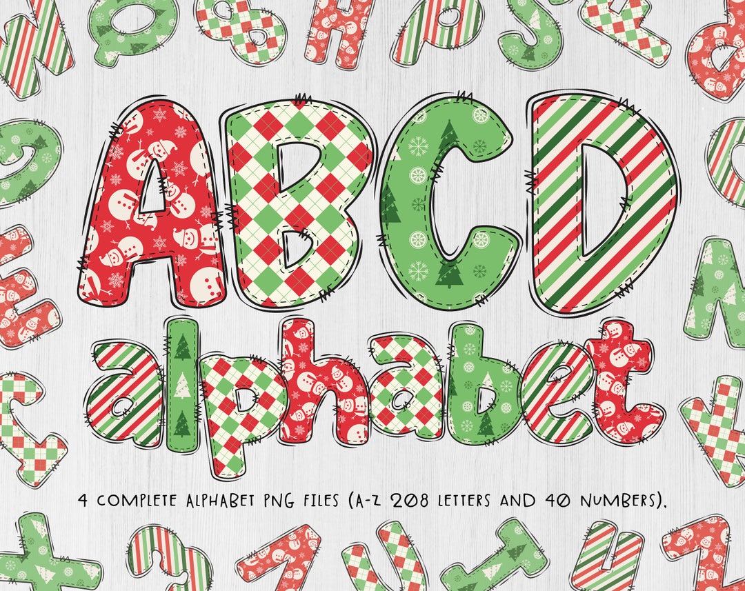Christmas Alphabet PNG, Alphabet Sublimation, Alphabet Letters Bundle ...