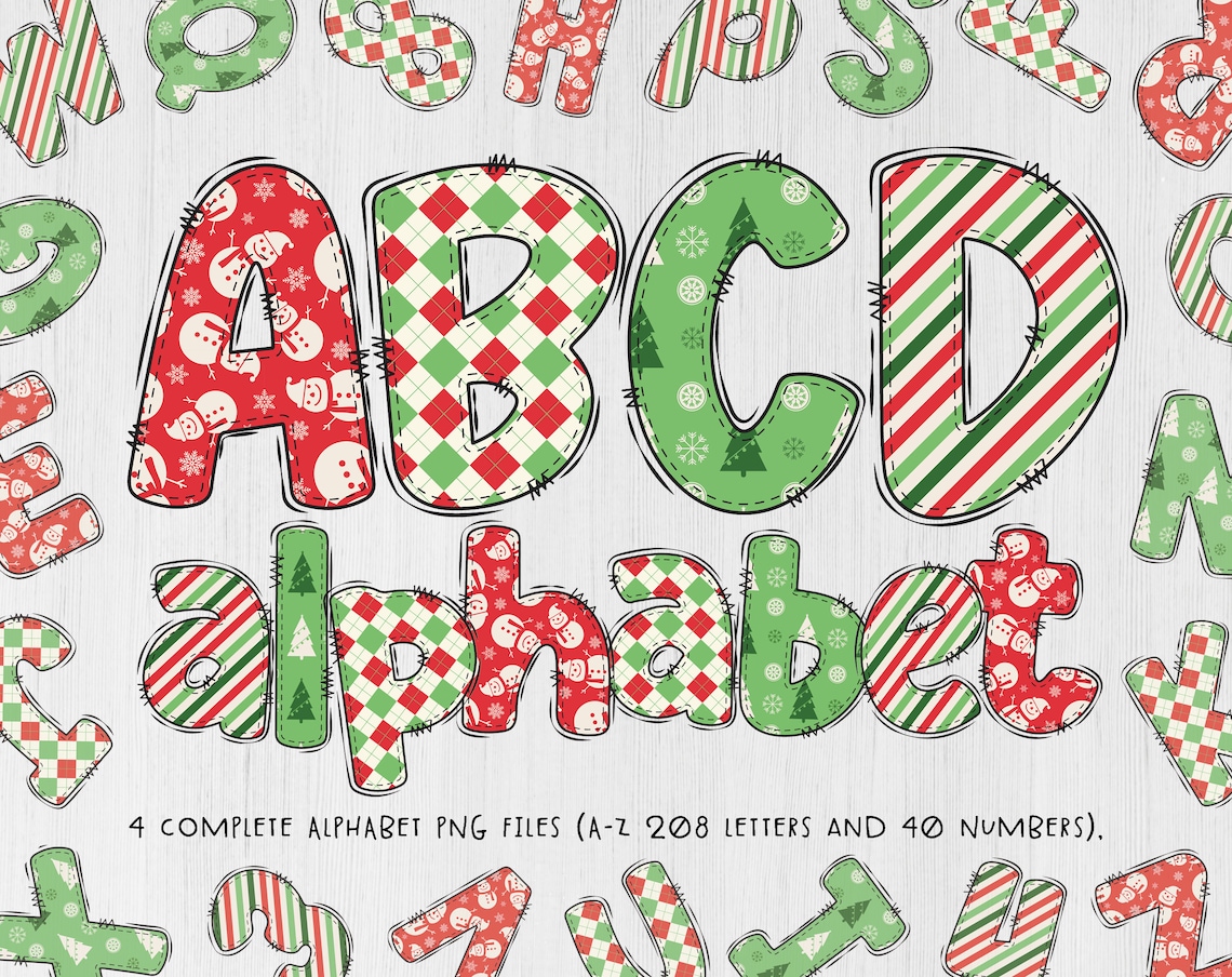 Christmas Alphabet PNG Alphabet Sublimation Alphabet Letters - Etsy