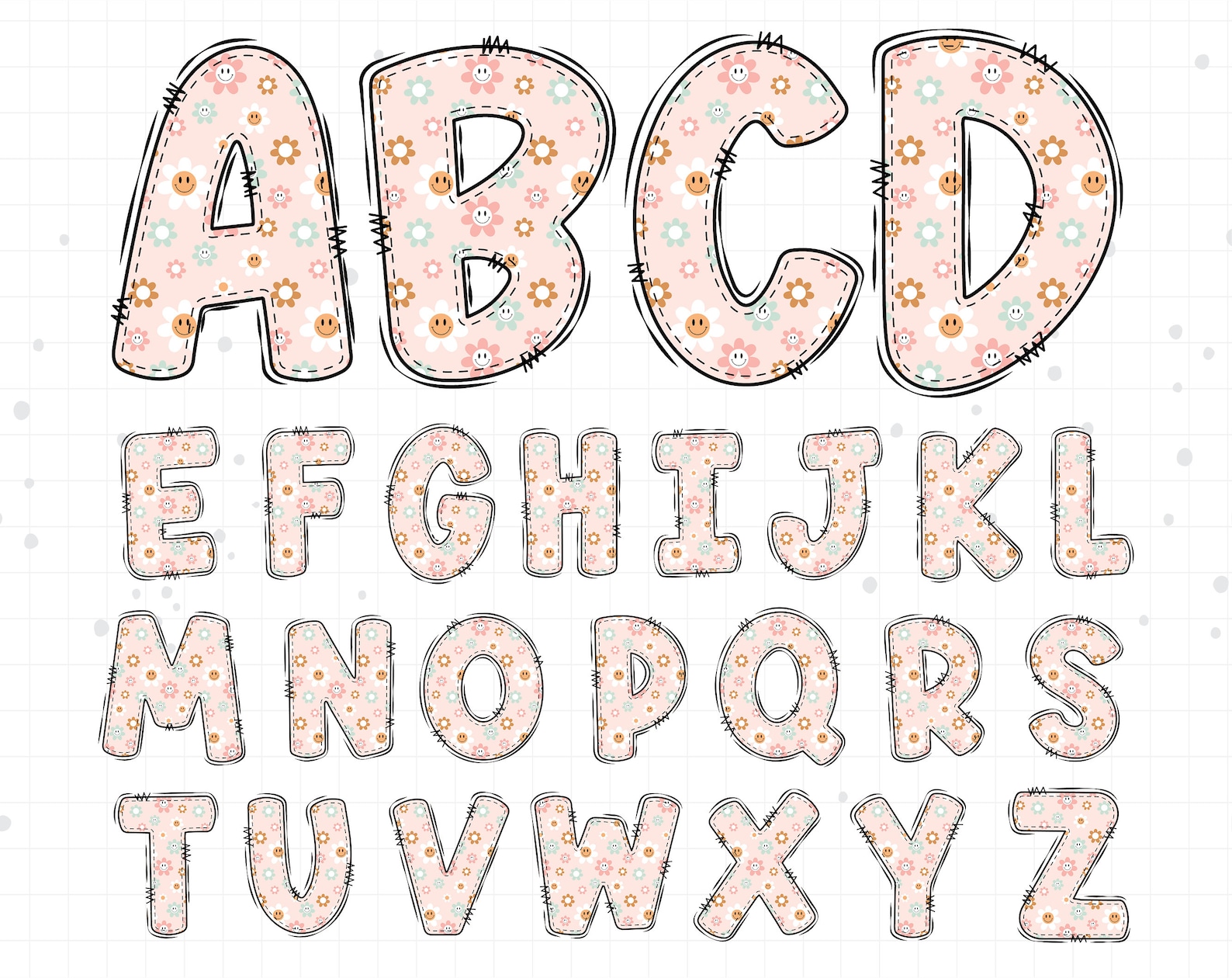 Smiley Face PNG, Groovy Smiley Alphabet, Retro Pink Smiley Face ...