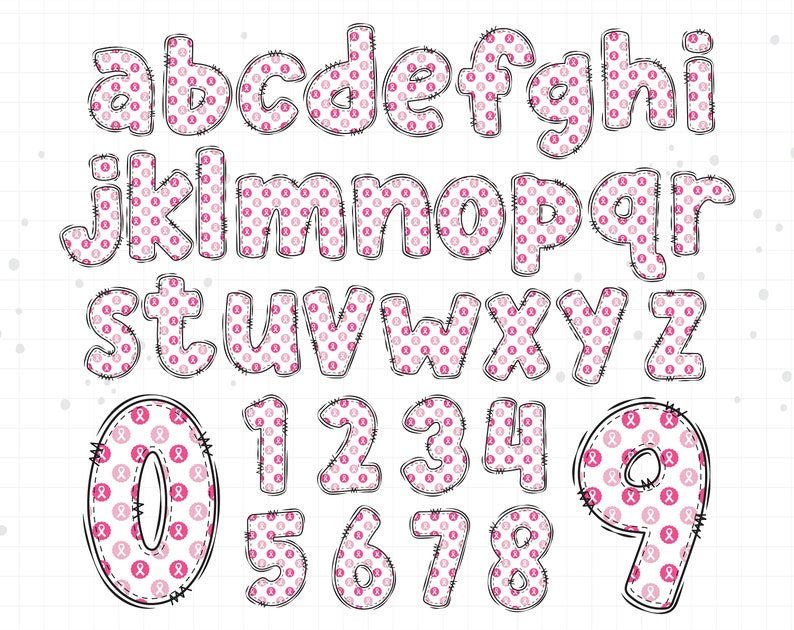 Pink Breast Cancer Awareness Alphabet Letters Bundle PNG - Etsy