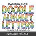 Rainbow Doodle Alphabet PNG: Pastel Letter Clipart (digital Download ...