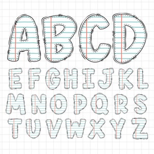 School Doodle Alphabet Bundle, School PNG Letters, Numbers ...
