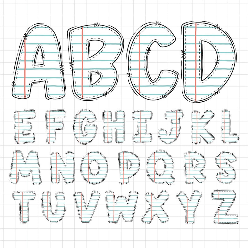 School Doodle Alphabet Bundle School PNG Letters Numbers & - Etsy