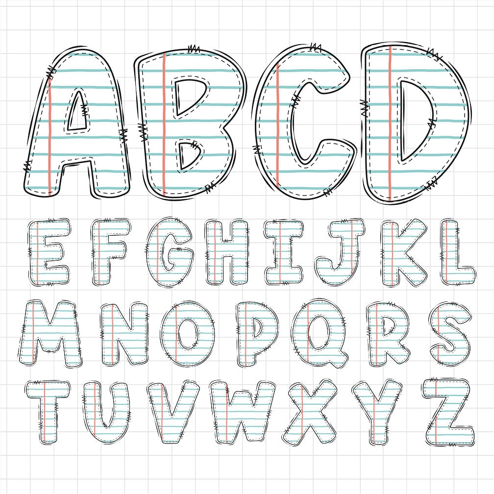 School Doodle Alphabet Bundle School PNG Letters Numbers & - Etsy
