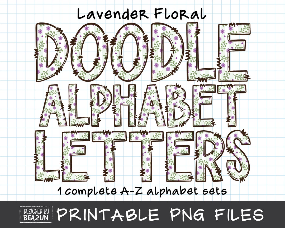 Lavender Floral Alphabet PNG, Flower Alphabet Sublimation, Flower PNG ...