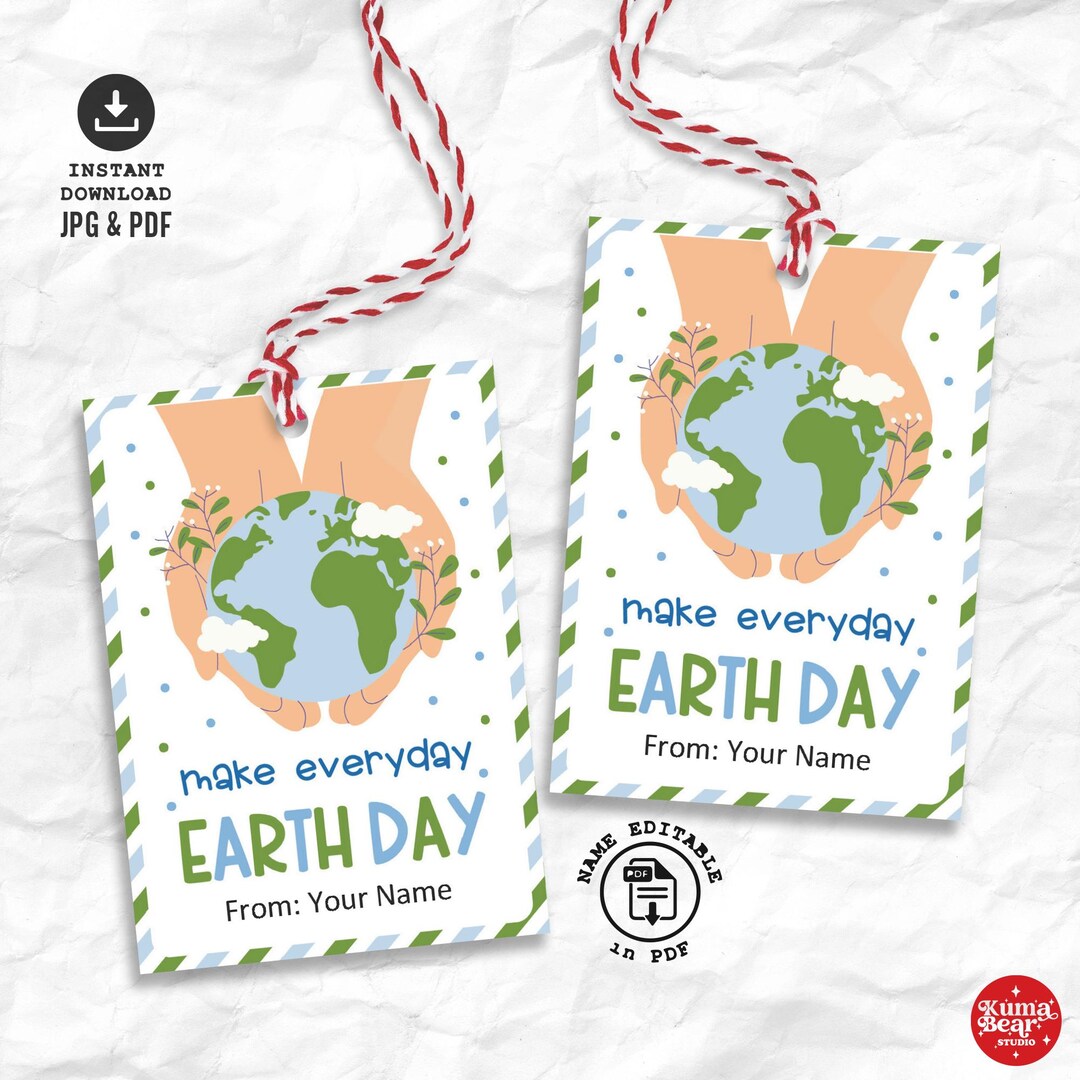 Earth Day Tag Printable, Earth Day Gift Tag Printable, Happy Earth Day ...