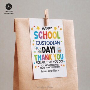 School Custodian Day Gift Tags Printable - Thank You Favor Tags for ...