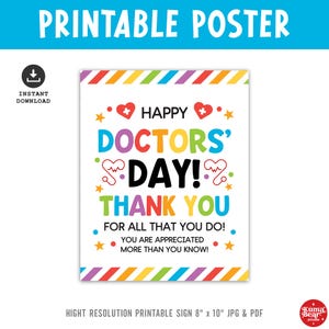Doctors' Day Printable Sign, Doctor Appreciation Day Sign Printable ...