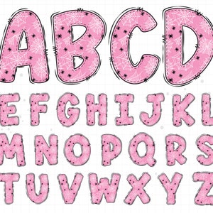 Pink Halloween Alphabet, Halloween Doodle Alphabet Bundle, Halloween ...