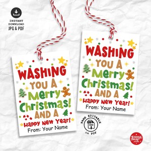 Washing You a Merry Christmas Tags Printable Soap Gift Label, Happy New ...