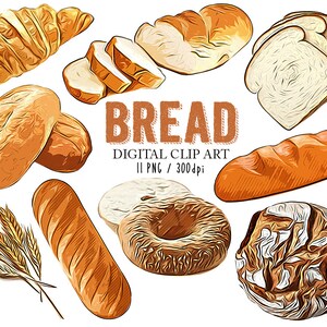 Bread Clipart Food Printables Bread Clip Art Breakfast Bakery - Etsy