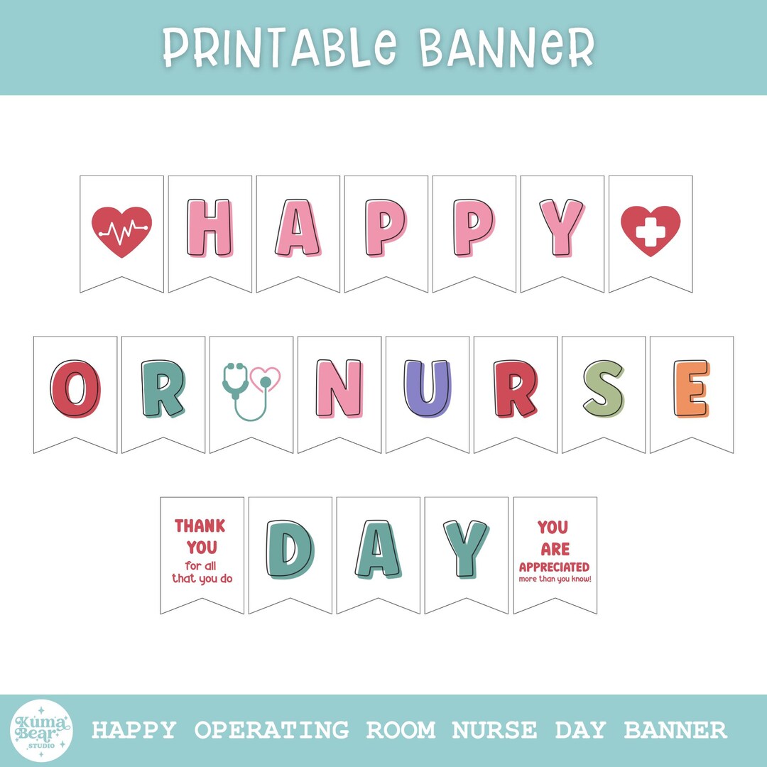 OR Nurse Day Printable Banner Operating Room Nurse Day Decor, OR Nurse ...