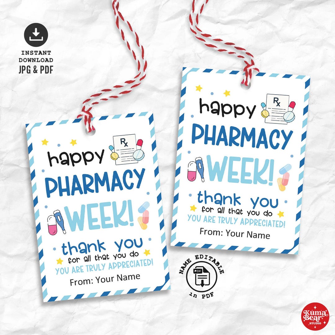 Pharmacy Week Tags Printable – Pharmacist Appreciation Thank You Gift ...