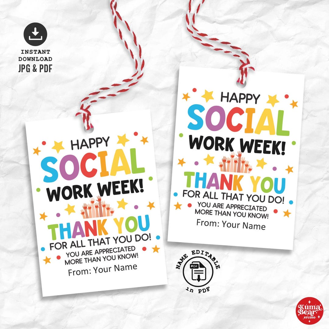 Social Worker Gift Tag, Social Work Month Printable Tag, Social Work ...