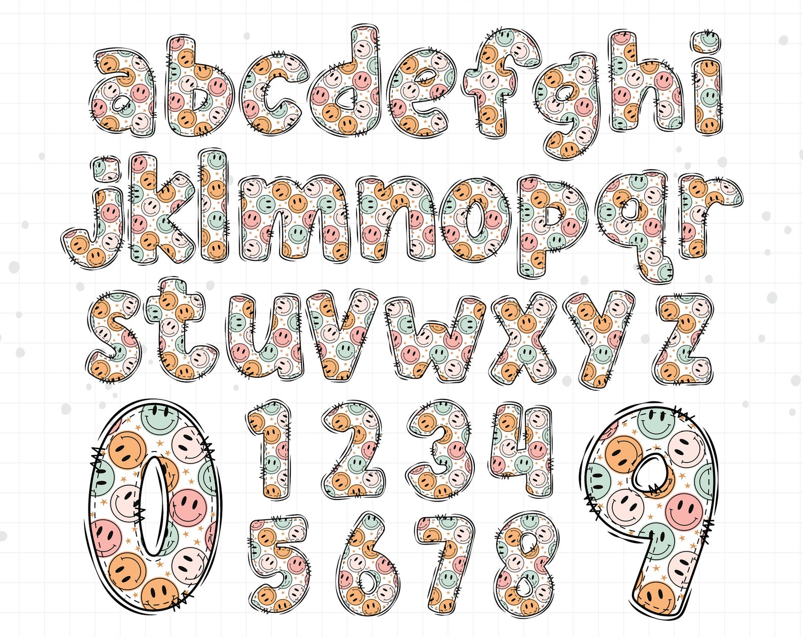 Smiley Face PNG, Groovy Smiley Alphabet, Retro Pink Smiley Face ...
