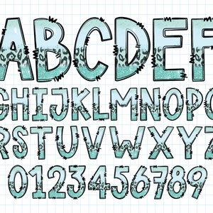 Mint Glitter and Leopard Alphabet PNG, Alphabet Sublimation, Leopard ...