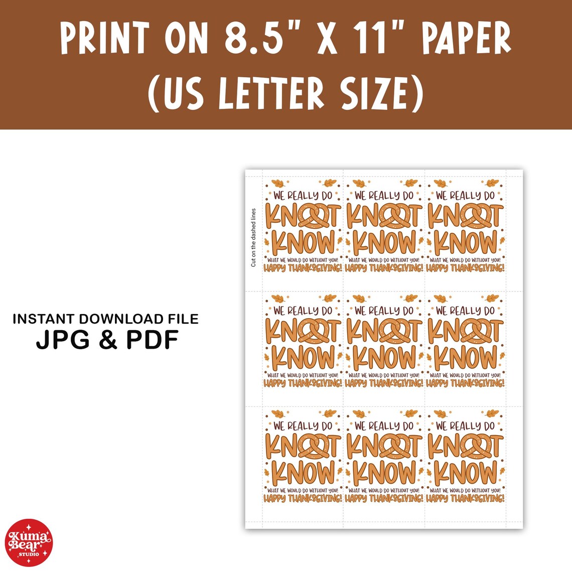 Thanksgiving Gift Tags – We Really Do Knot Know Pretzel Tags, Fall ...