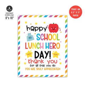 School Lunch Hero Day Sign Printable, School Lunch Squad Appreciation ...