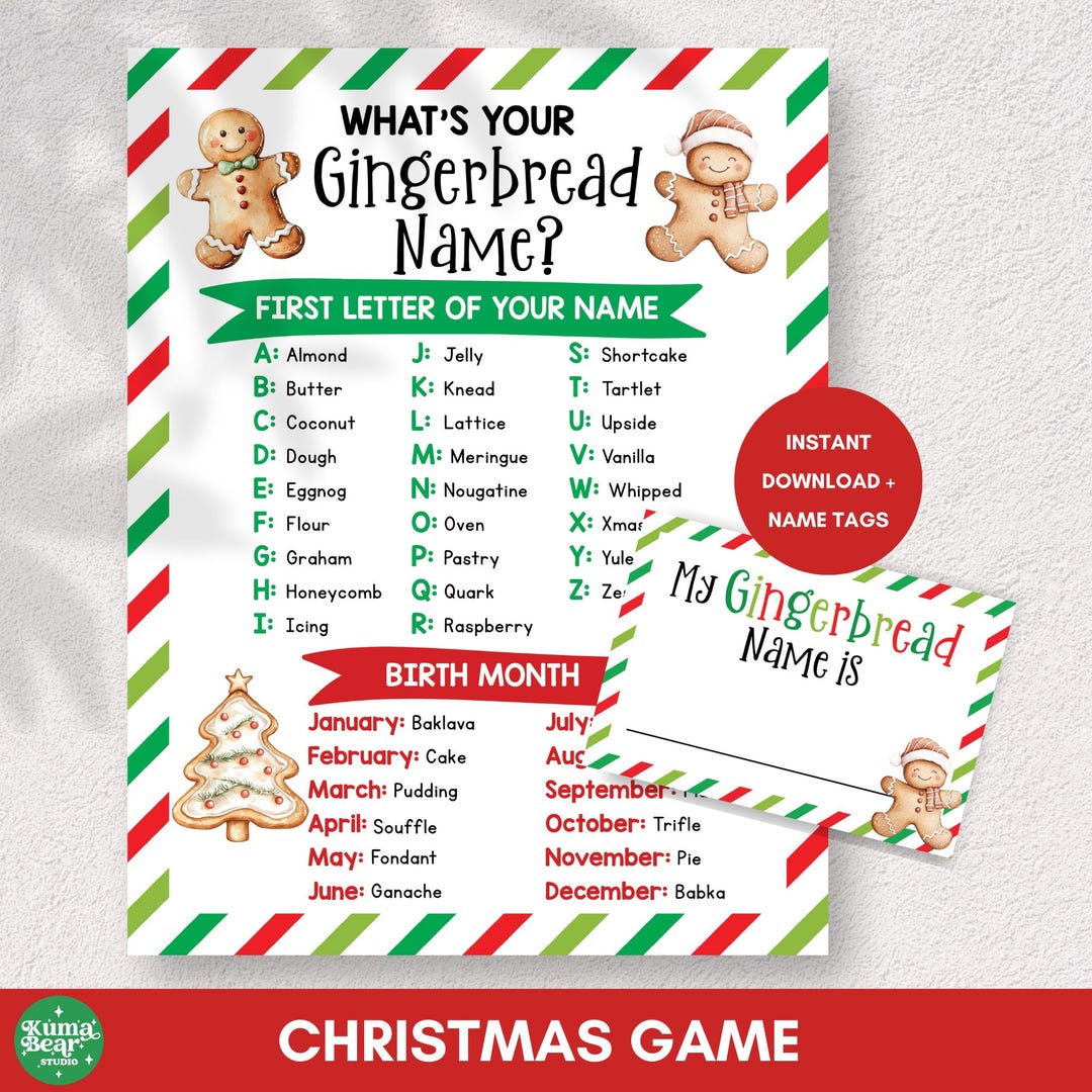 What's Your Christmas Name Game, Christmas Printable Game, Christmas ...