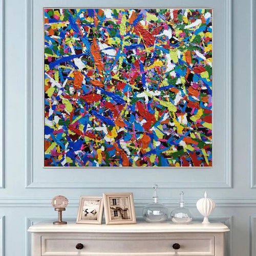 Extra Large Painting Contemporary Art Colorful Wall Art Framed - Etsy