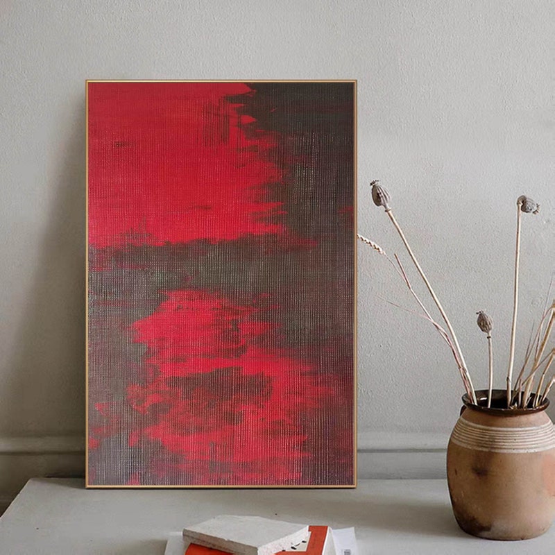 Red Abstract Art - Etsy