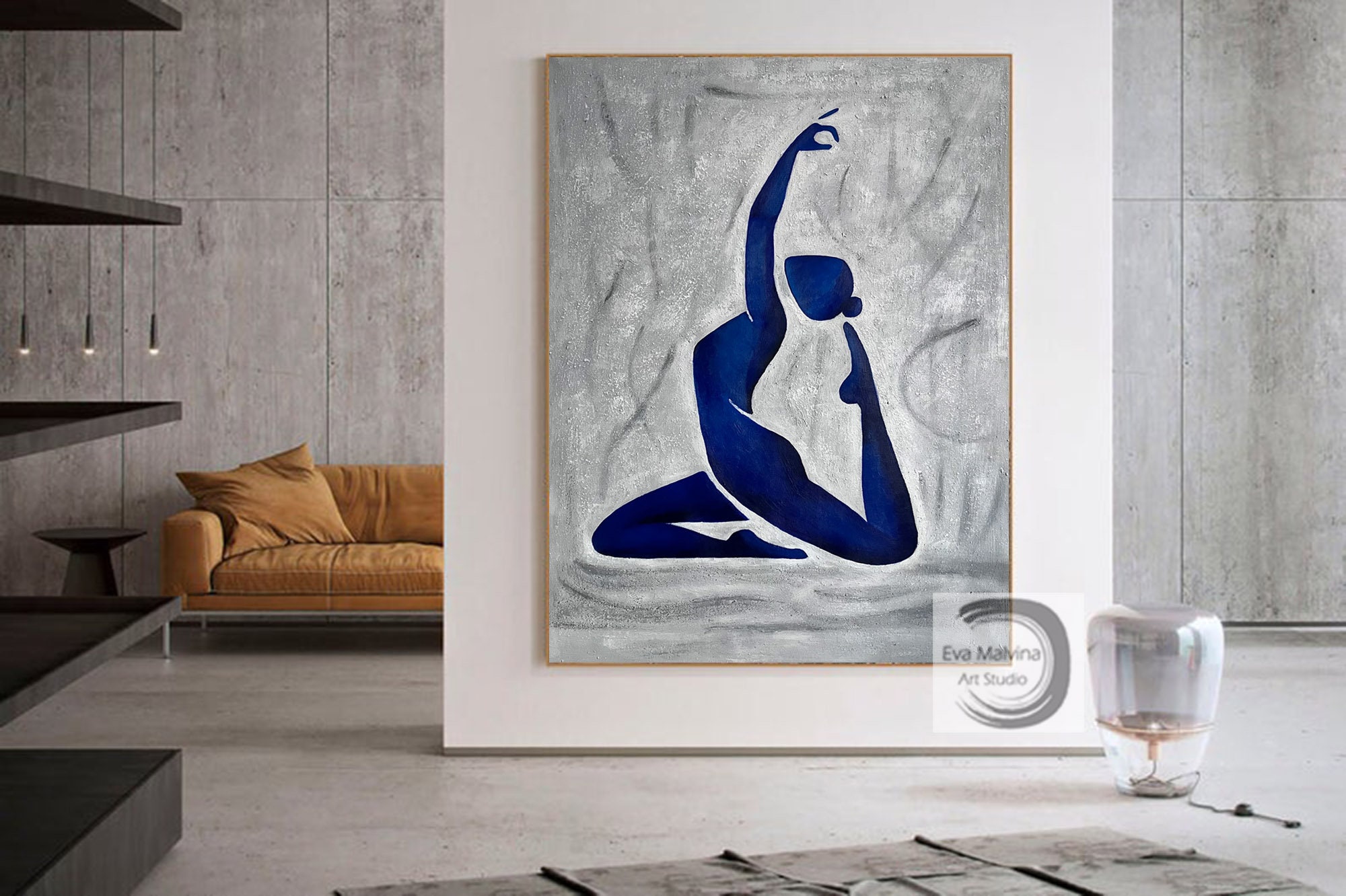 Yoga Wall Art Original Art Painting Yoga Pose Painting on Canvas Large ...