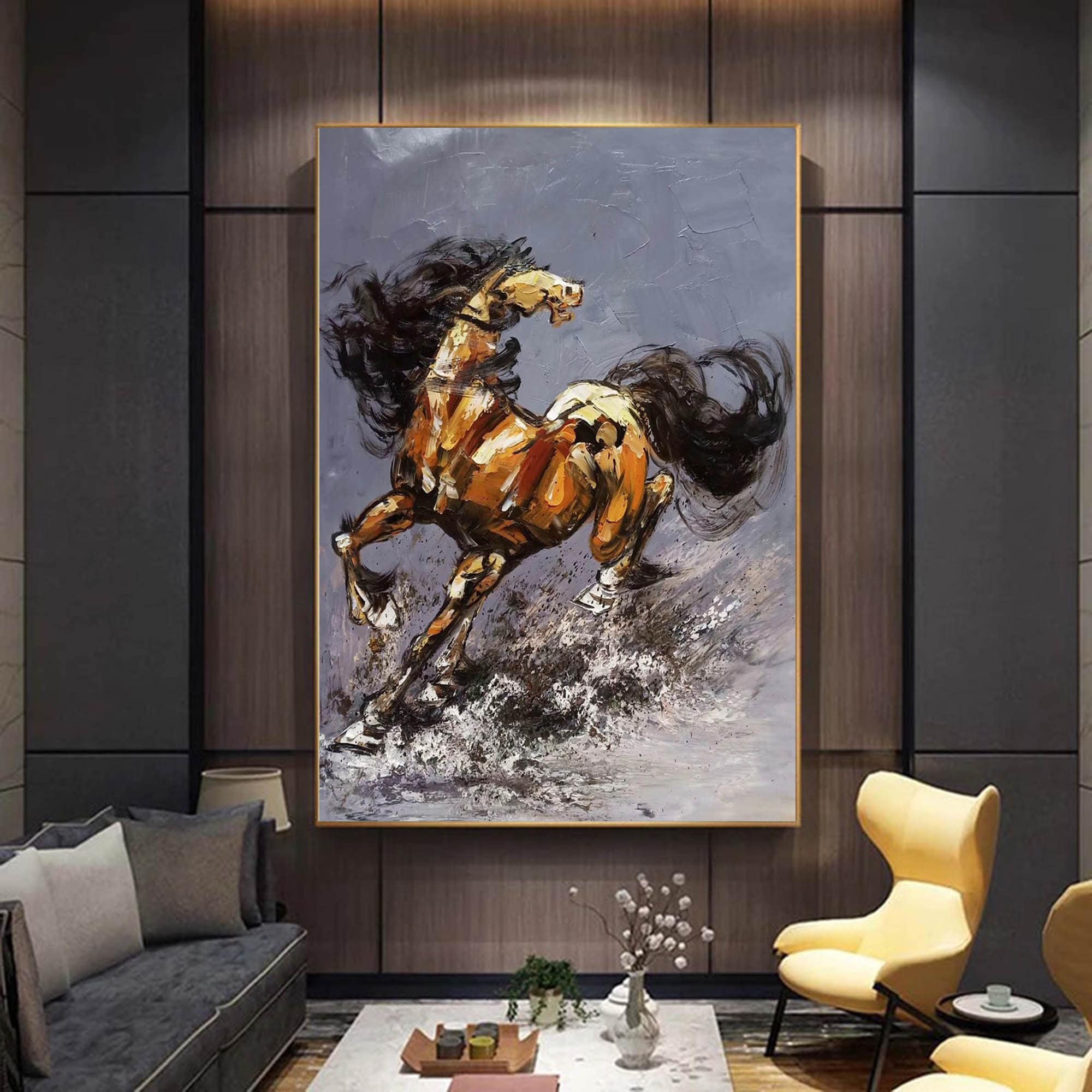 Large Abstract Wall Art, Horse Painting on Canvas, Original Oil ...