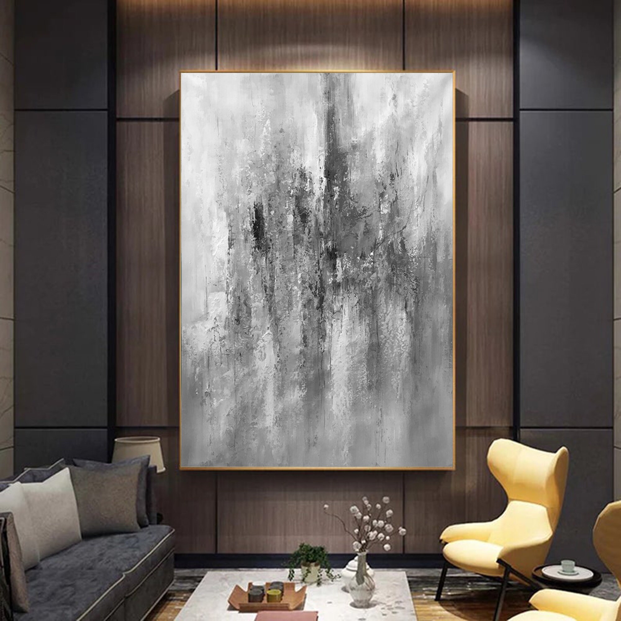 Large abstract painting original grey painting large | Etsy
