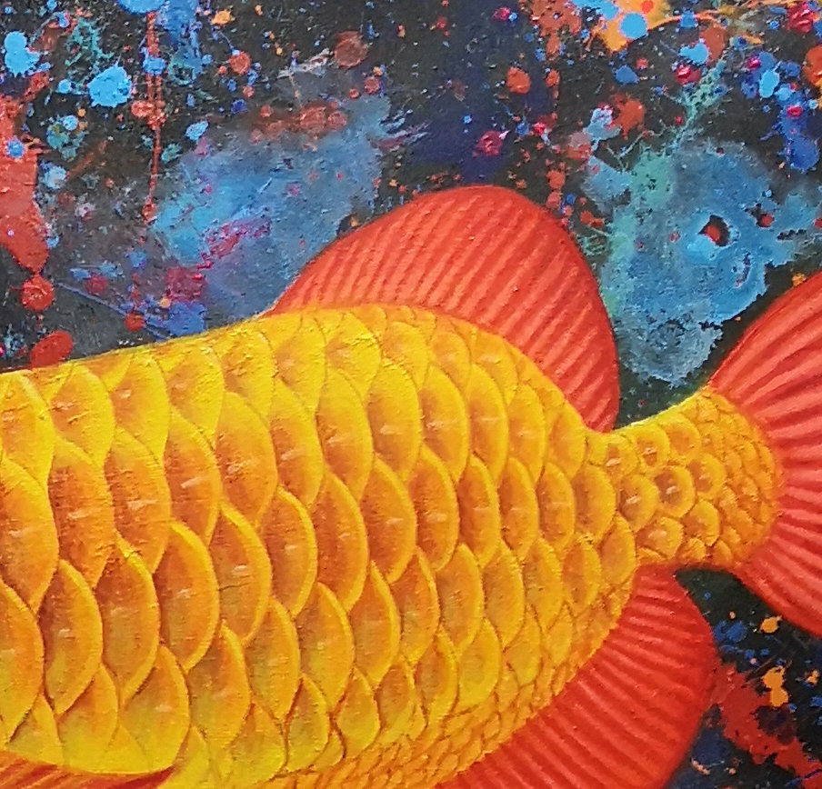 Fish Painting, Large Oil Painting, Large Wall Art on Canvas, Large ...