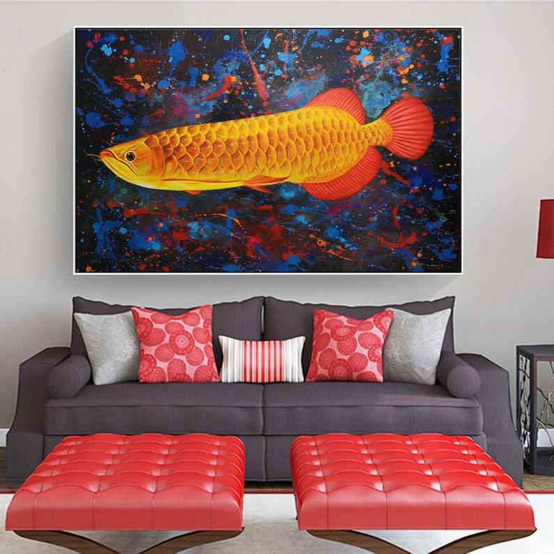 Fish Painting, Large Oil Painting, Large Wall Art on Canvas, Large ...
