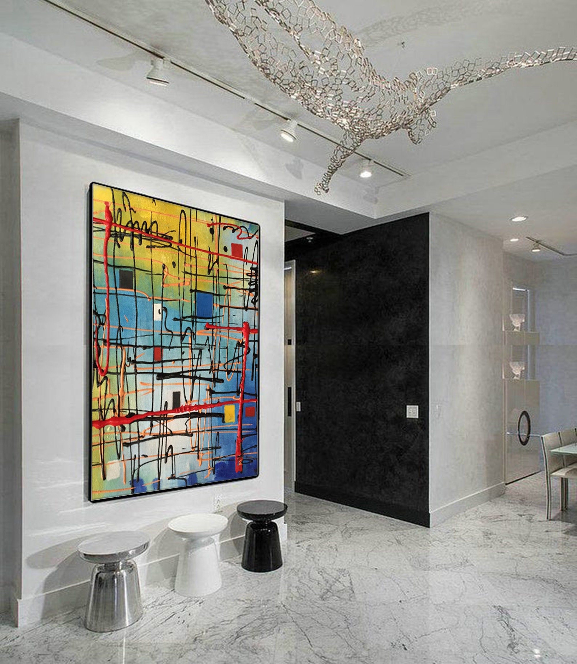 Large Abstract Painting Original, Extra Large Wall Art Abstract ...