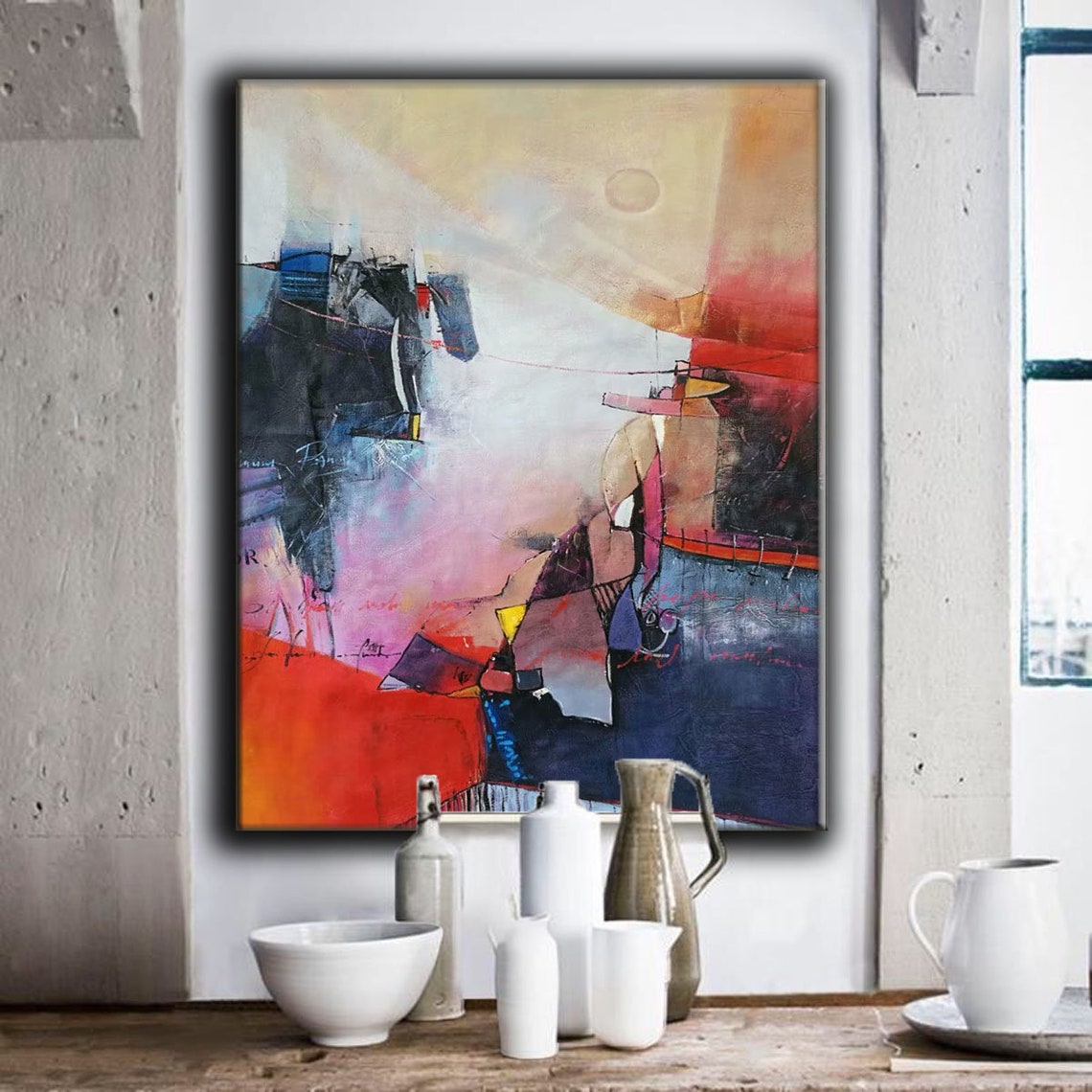 Original Abstract Painting Living Room Wall Art Canvas - Etsy