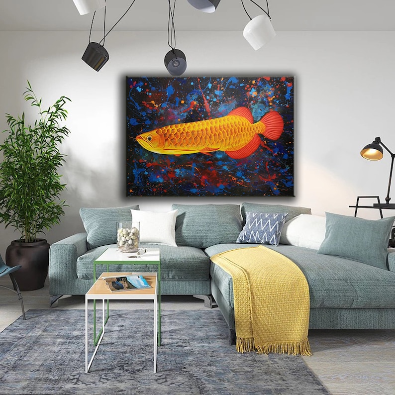 Fish Painting Large Oil Painting Large Wall Art on Canvas - Etsy