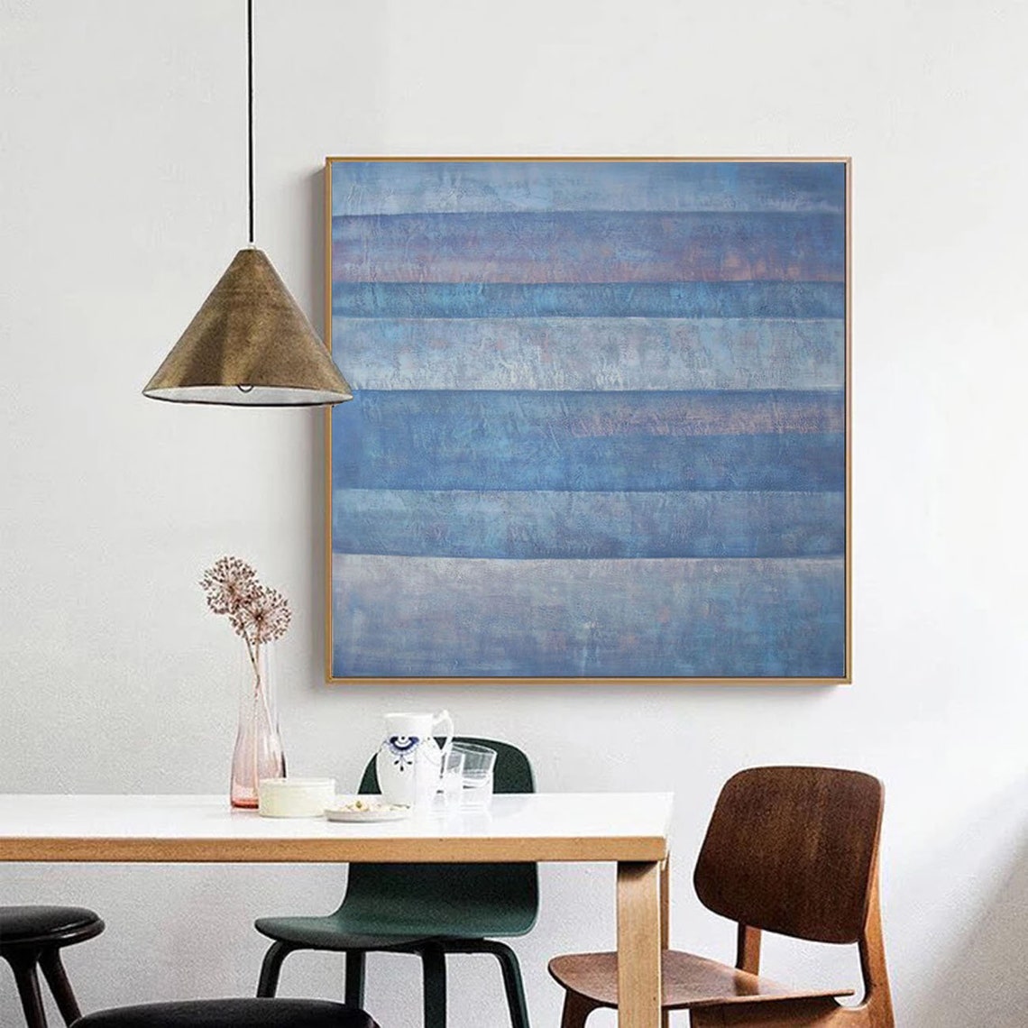 Large Blue Abstract Painting on Canvas Extra Large Wall Art - Etsy