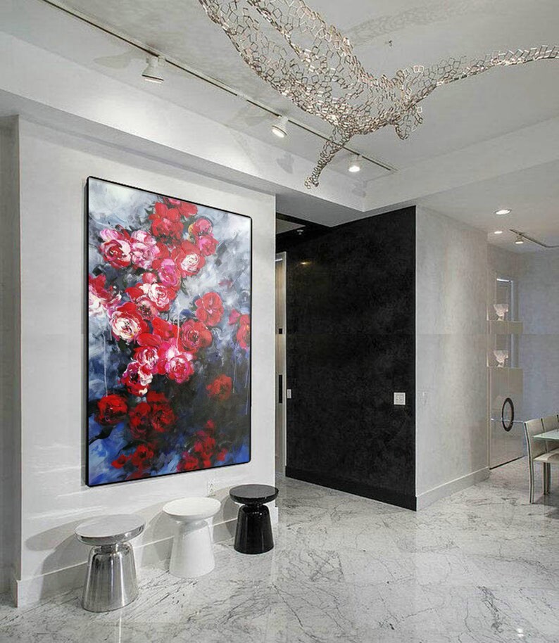 Original Abstract Painting Red and Gray Abstract Painting - Etsy