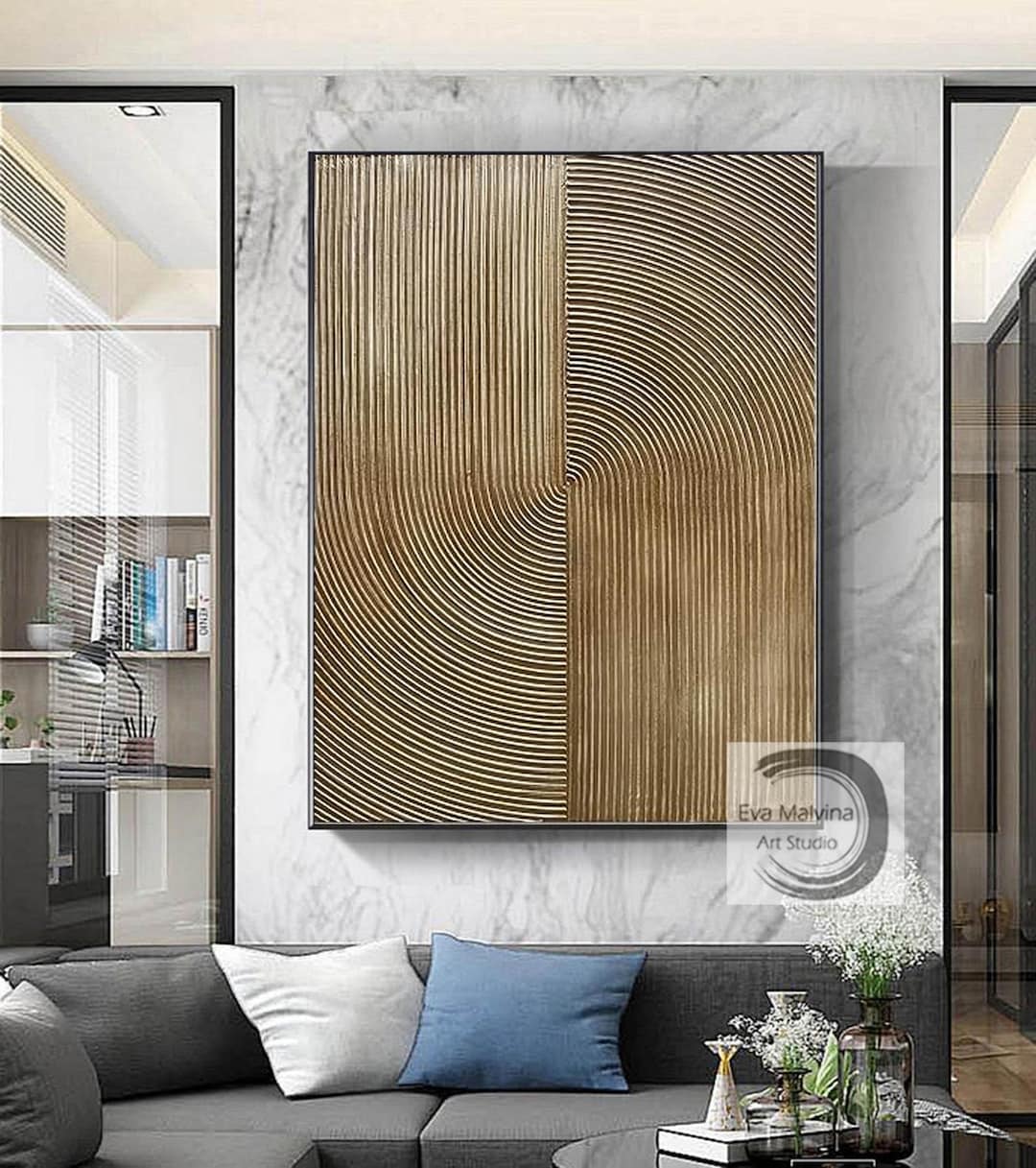 Original Abstract Geometric Art – Handmade Textured Canvas Painting in ...