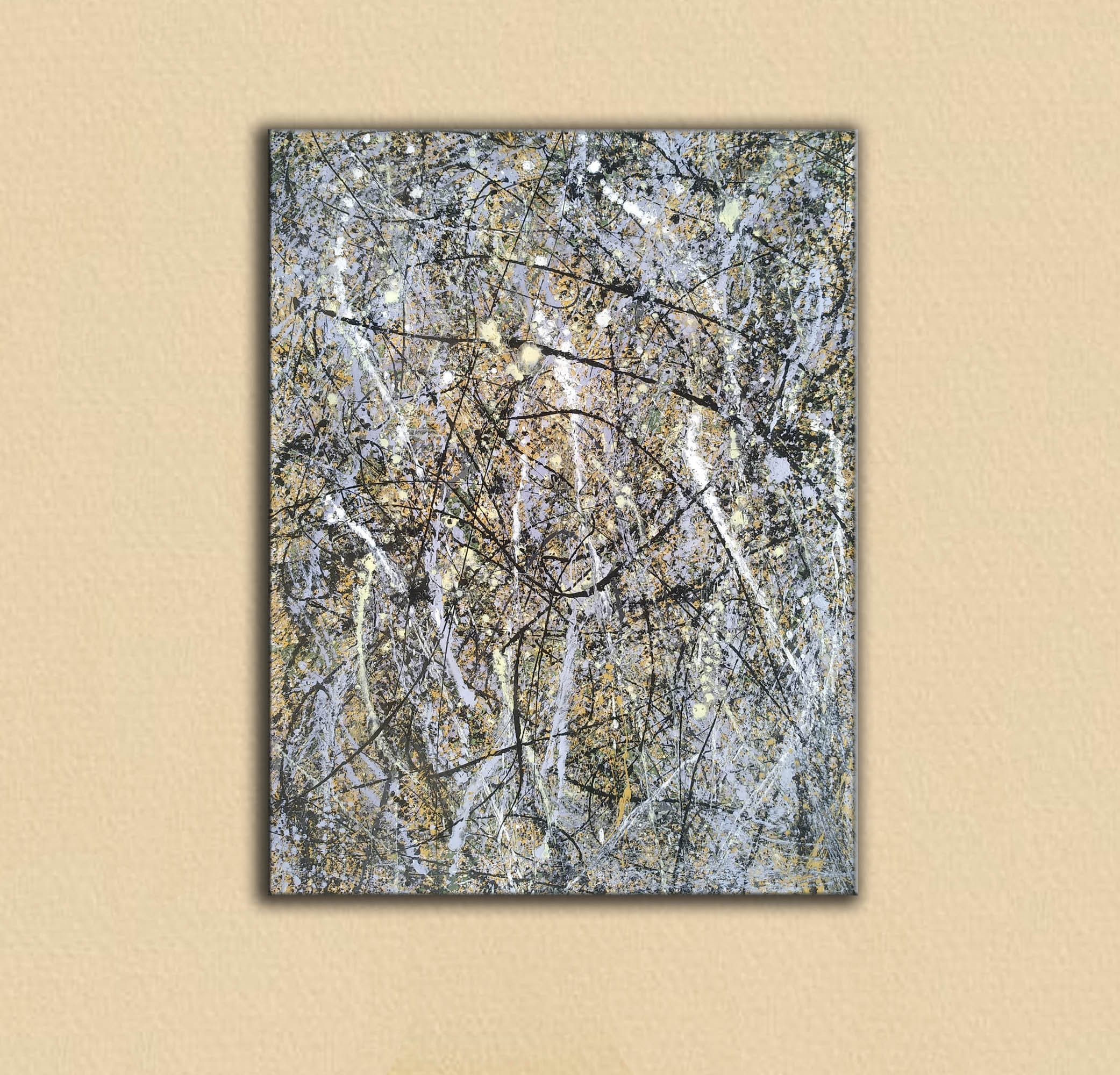 Extra large wall art grey abstract painting Jackson Pollock | Etsy