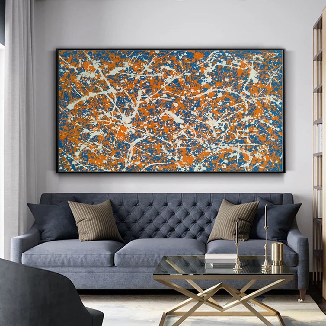Orange Painting Jackson Pollock Canvas Art Large Orange Wall Art ...