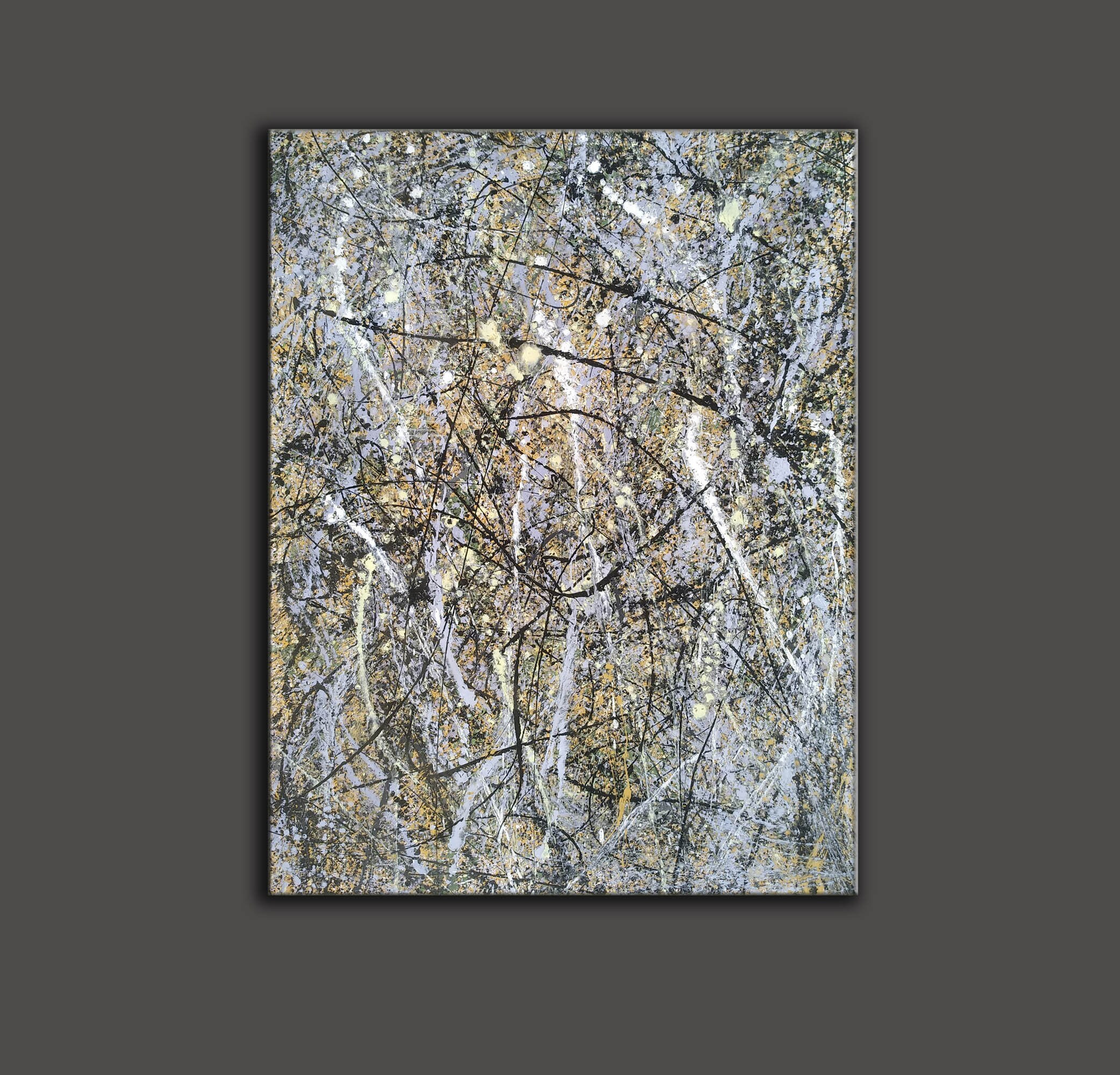 Extra large wall art grey abstract painting Jackson Pollock | Etsy