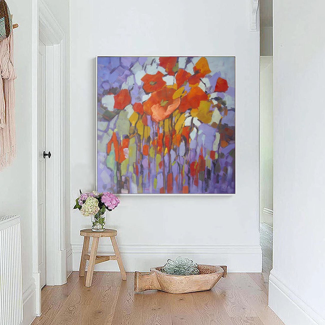 Large Acrylic Painting Hand Painted, Large Canvas Art for Living Room ...
