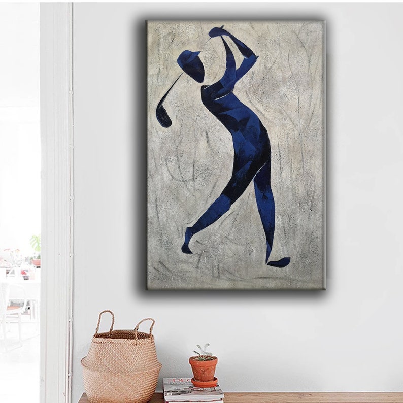 Modern Abstract Painting Original Canvas Wall Art Golfer - Etsy