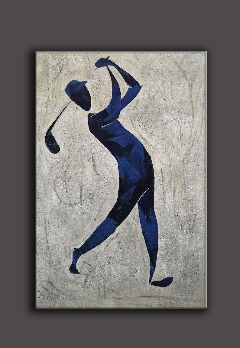 Modern Abstract Painting Original Canvas Wall Art Golfer - Etsy