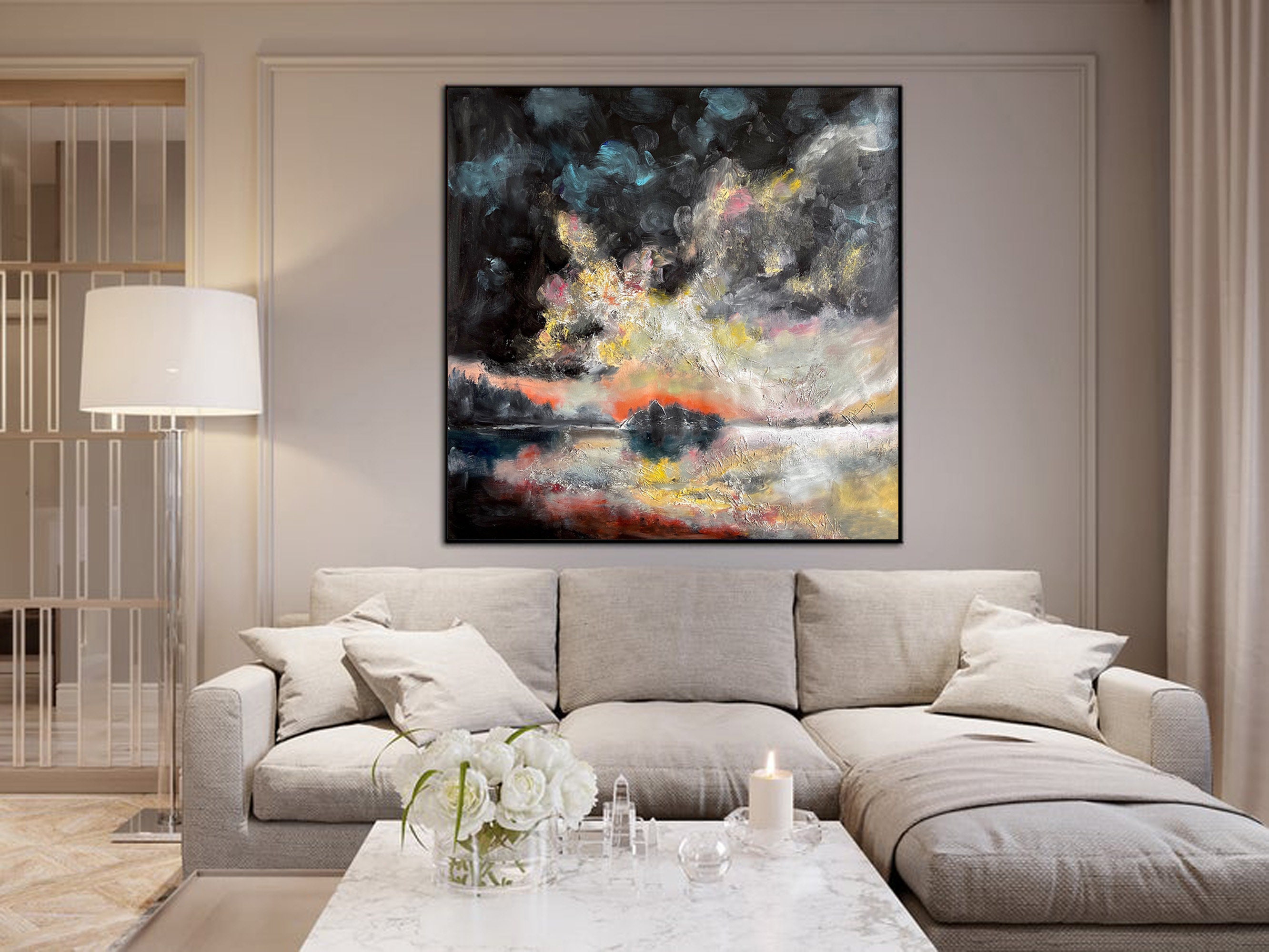Original Paintings on Canvas Abstract, Black Painting, Extra Large Wall ...
