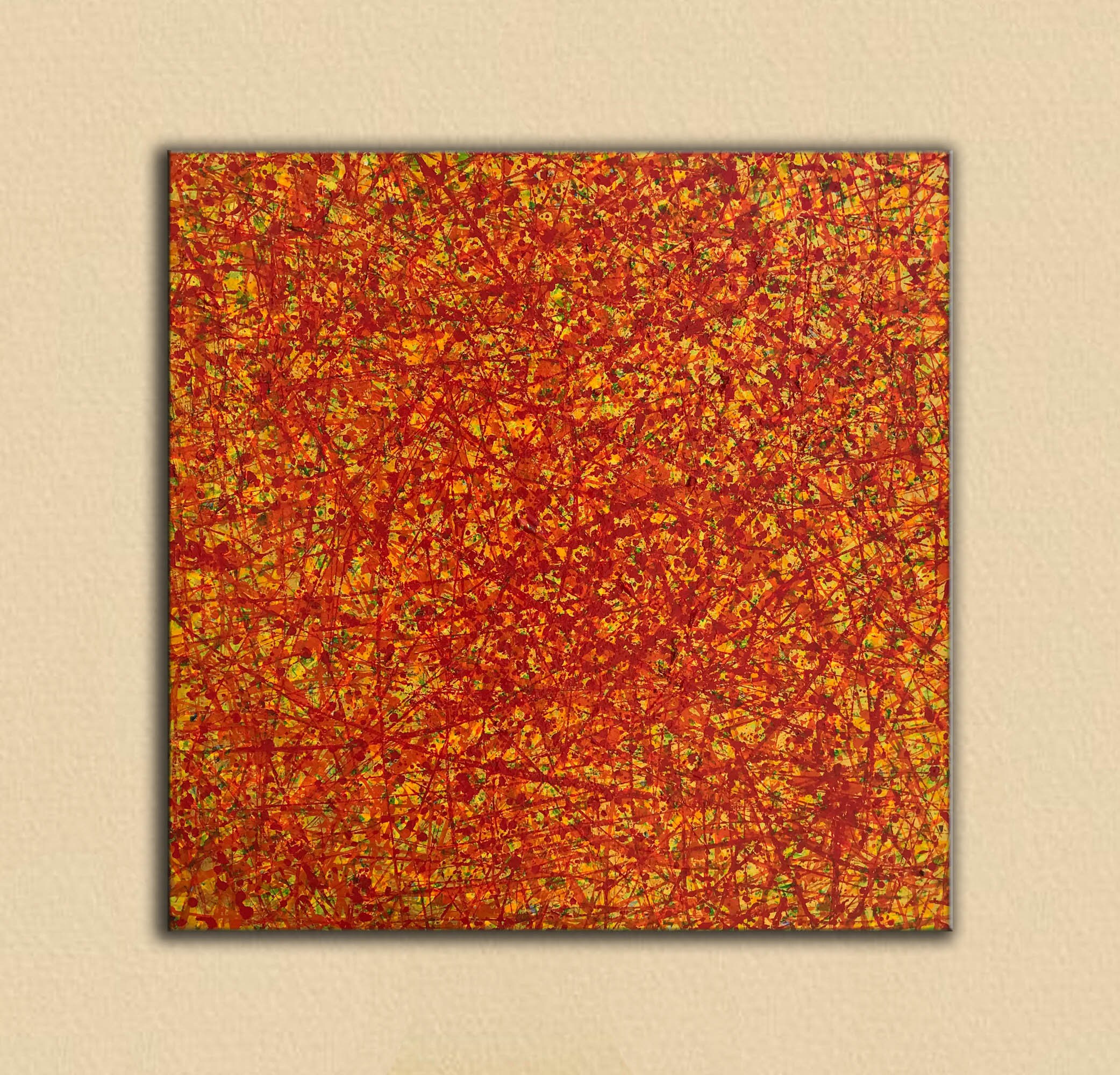 Red Colorful Abstract Painting, Large Original Abstract Oil Painting ...