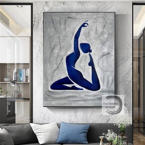 Yoga Wall Art Original Art Painting Yoga Pose Painting on Canvas Large ...