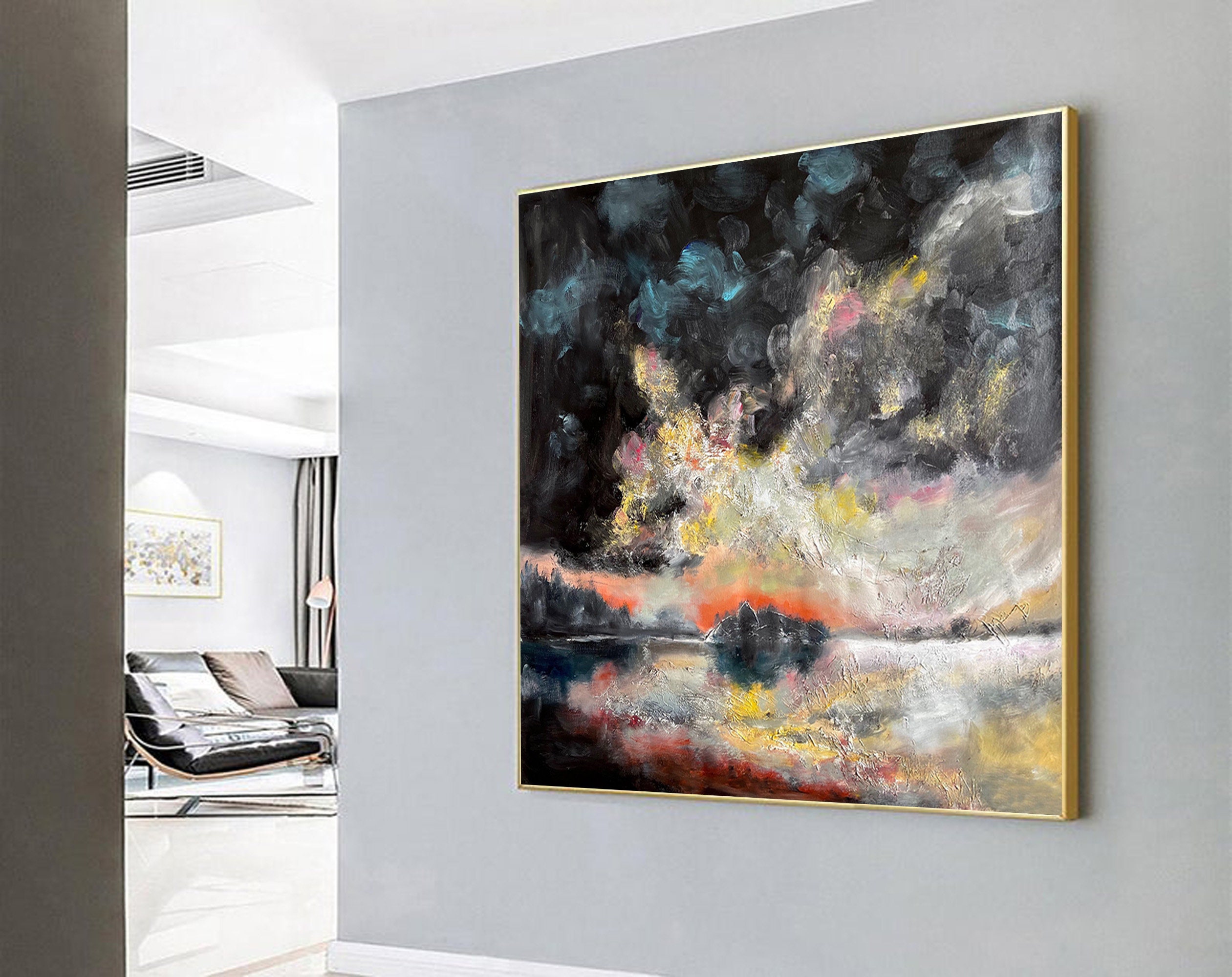 Original Paintings on Canvas Abstract, Black Painting, Extra Large Wall ...